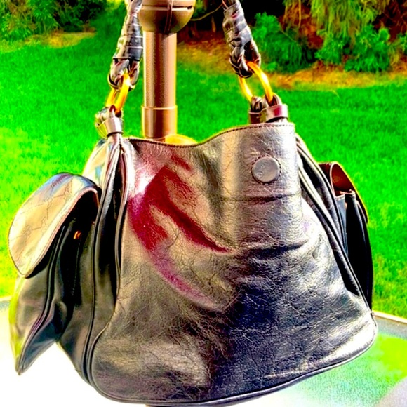 BCBG | Bags | Vintage Bcbg Large Black Leather Carryall Purse Euc Bg ...
